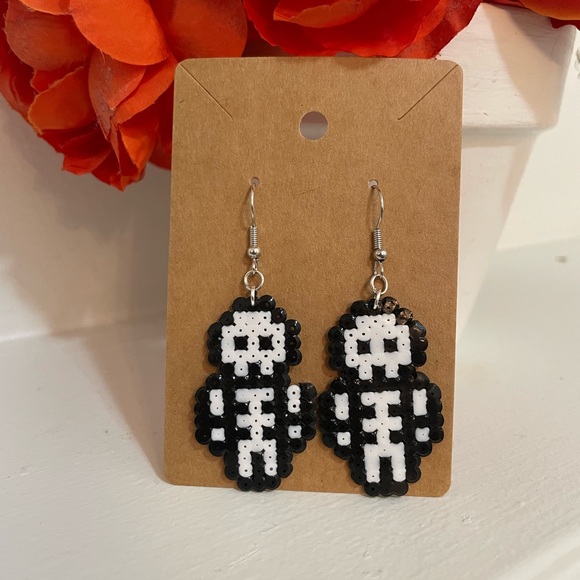 Hand Crafted | Jewelry | Perler Bead Skeleton Earrings | Poshmark